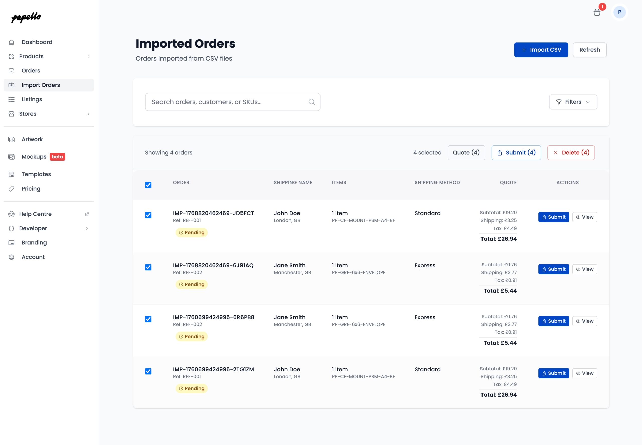 How to import CSV imports for fulfilment | Papello Help Centre